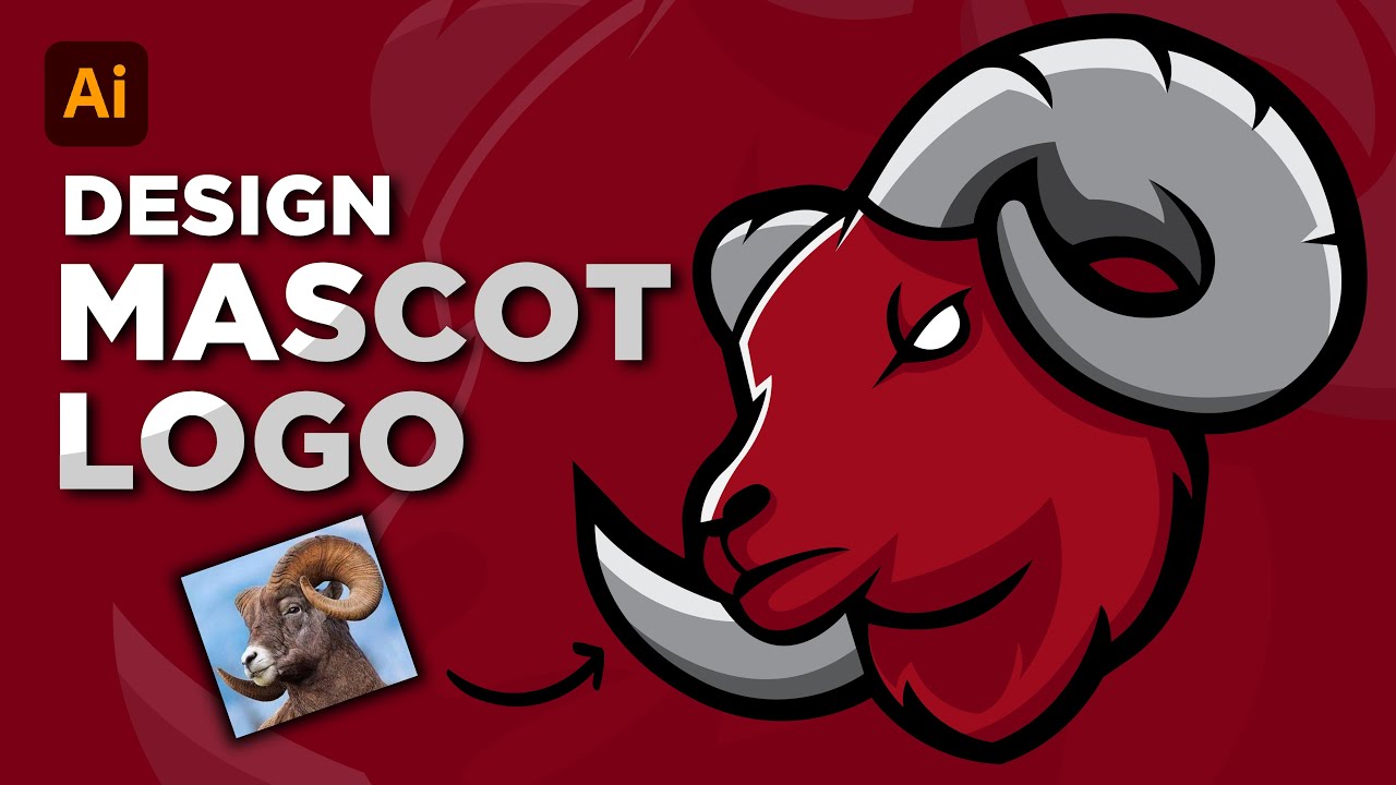 Adobe Illustrator Tutorial: How to Design Mascot Logo | Draw Goat ...